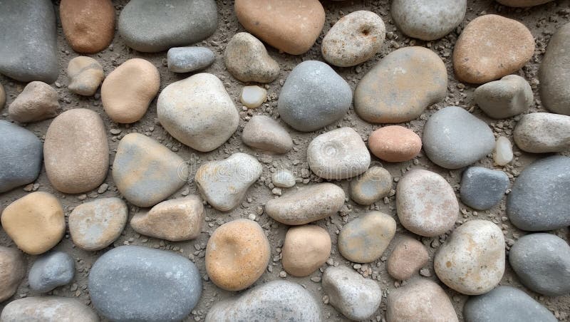 Rustic River Stones in Neutral Tones Set in Mortar Stock Illustration ...