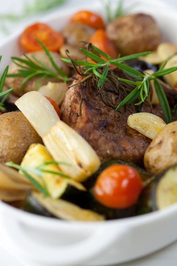 Rustic Roast Pork with Vegetables Stock Photo - Image of food, roasted ...