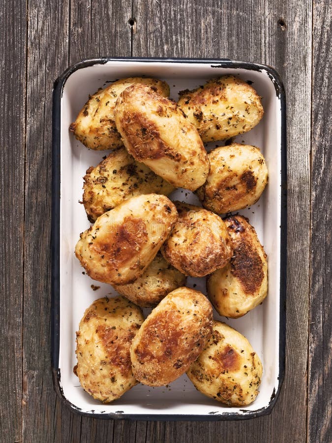 Rustic Roasted Baked Potato Stock Image - Image of crispy, roasted ...