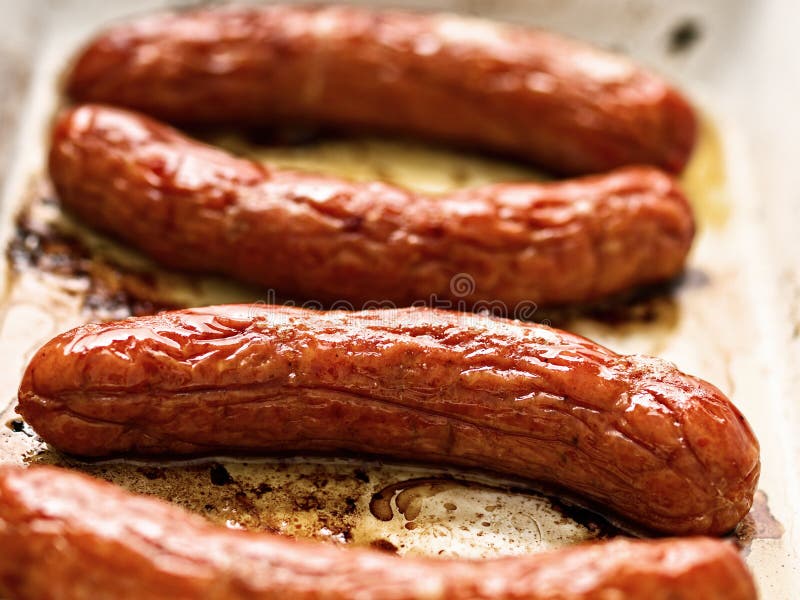 Rustic roasted sausages stock photo. Image of salt, processed - 52190610