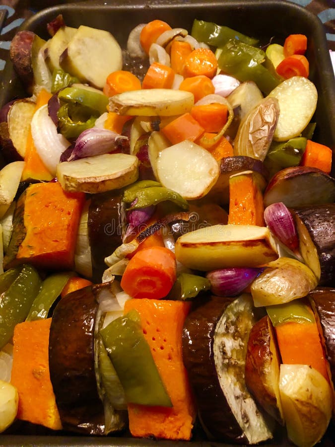 Rustic Roasted Vegetables stock photo. Image of dinner - 156722530