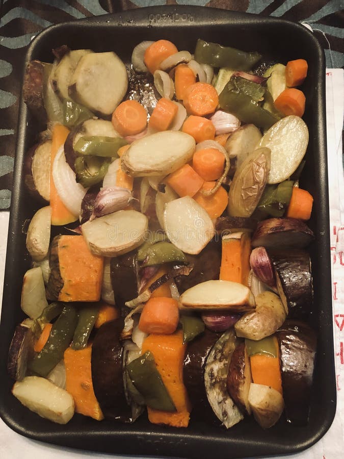 Rustic Roasted Vegetables stock photo. Image of roasted - 156722570