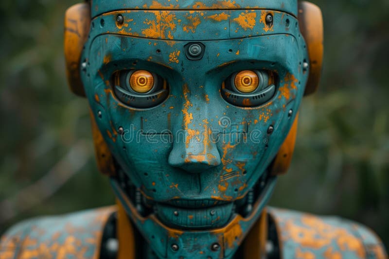 Rustic Robotic Head Close-up Stock Image - Image of machines, scifi ...
