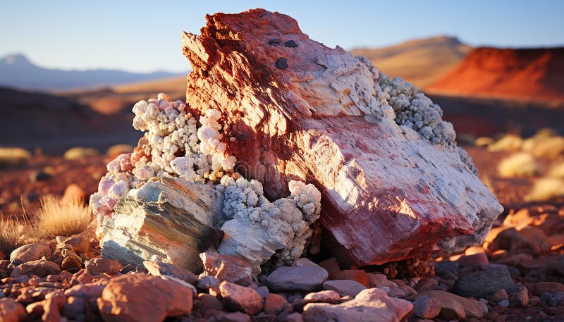 Rustic Rock in Desert with Sunset Scene Generated by AI Stock Image ...