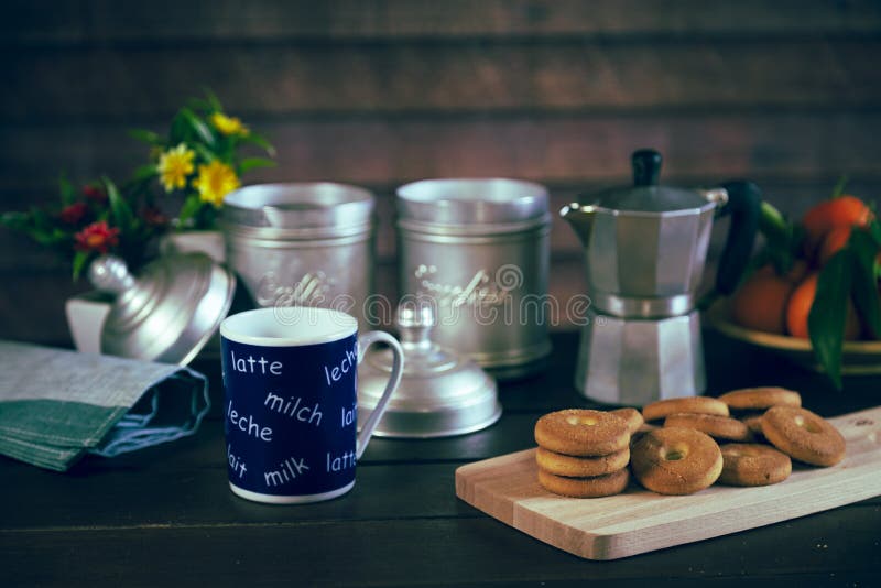 Rustic and Romantic Morning Breakfast Stock Photo - Image of kiwi ...