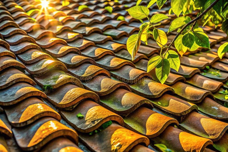 Rustic Roof Tile Texture a Detailed Overhead View Capturing the Play of ...