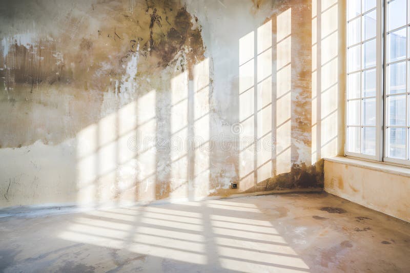 Rustic Room Interior Sunlight Shadows Grunge Wall Texture Empty Space ...
