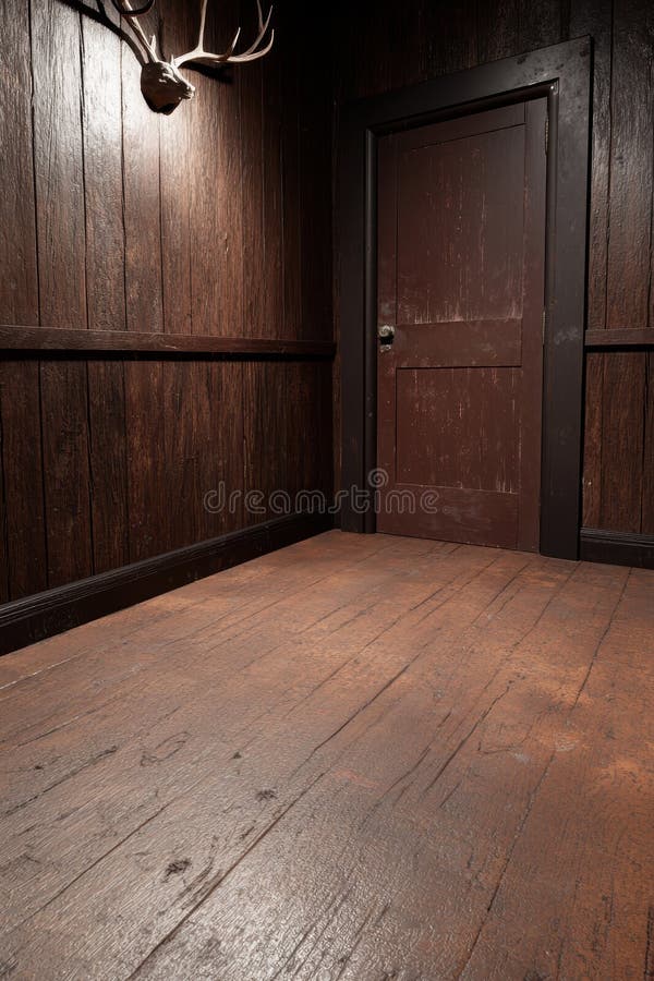 Rustic Room Interior with Wooden Walls and Floor. Stock Illustration ...