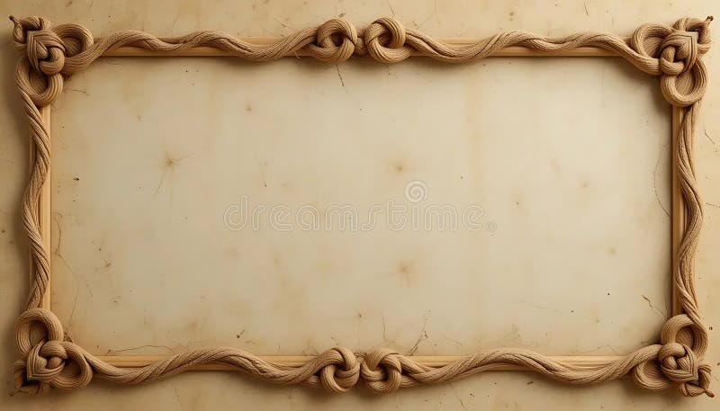 Rustic Rope Frame with Knots on Textured Background for Creative Design ...