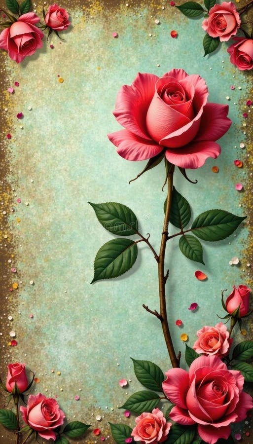 Rustic Rose Print, Distressed Vintage Backdrop, Vintage Rose, Grunge ...