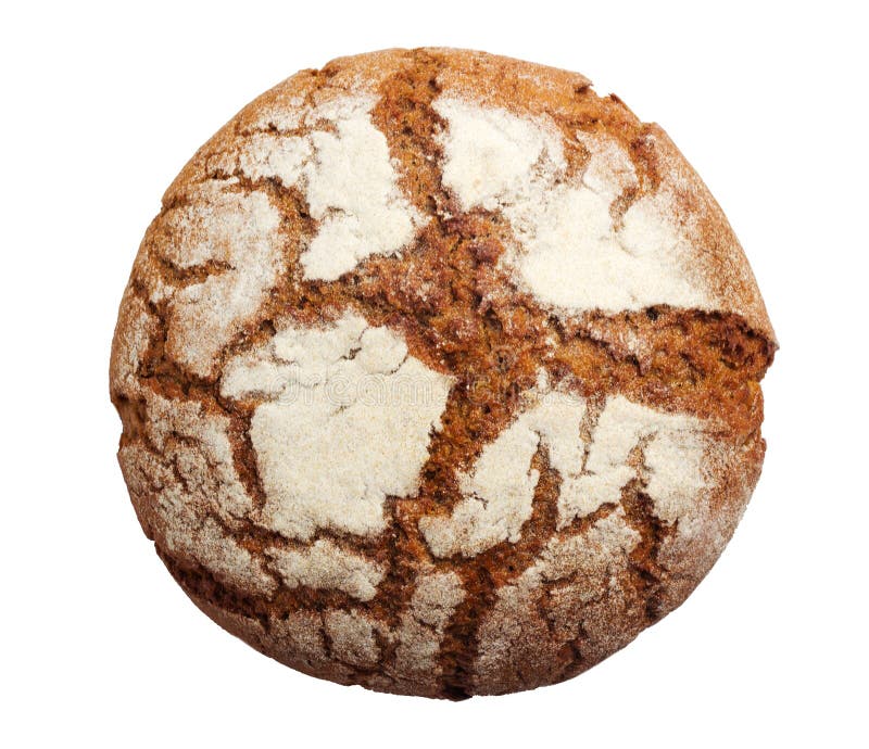 Rustic Round Brown Bread Isolated on White Stock Image - Image of ...