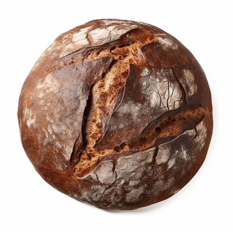 Rustic Round Dark Bread Isolated on White Background Stock Illustration ...