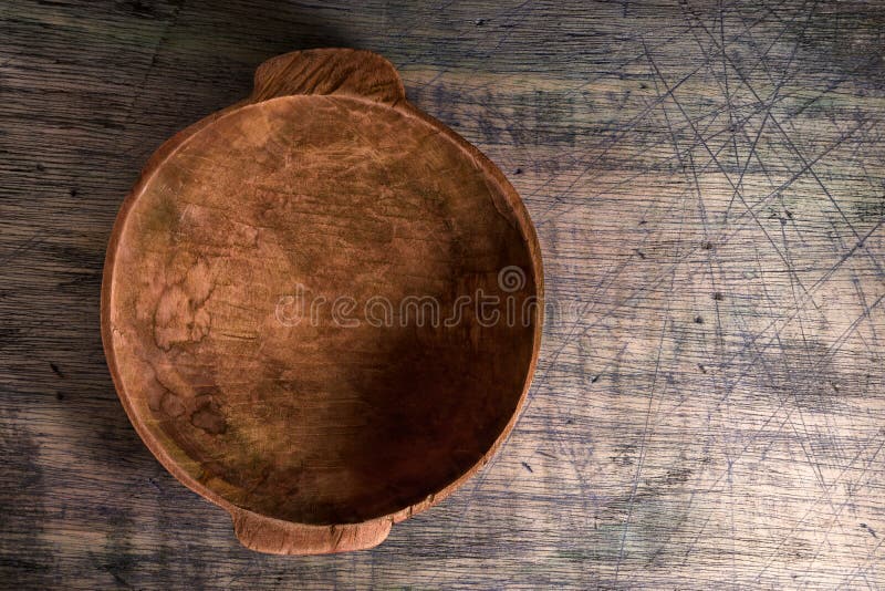 Rustic Round Handmade Wood Bowl Stock Photo - Image of surface, south ...