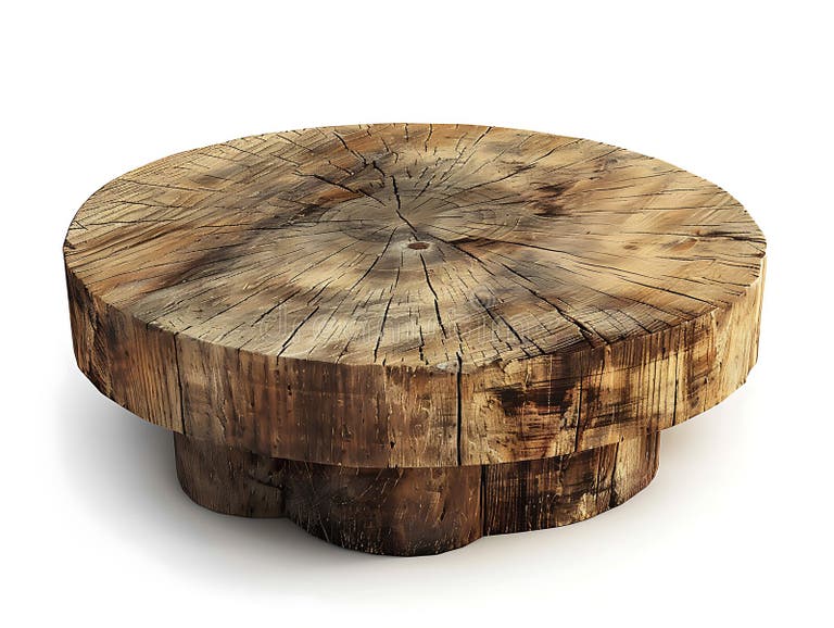 Rustic Round Wooden Coffee Table Cut Out at High Resolution Stock ...