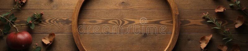 Rustic Round Wooden Frame, Natural Wood Grain, Brown, Pine Stock ...