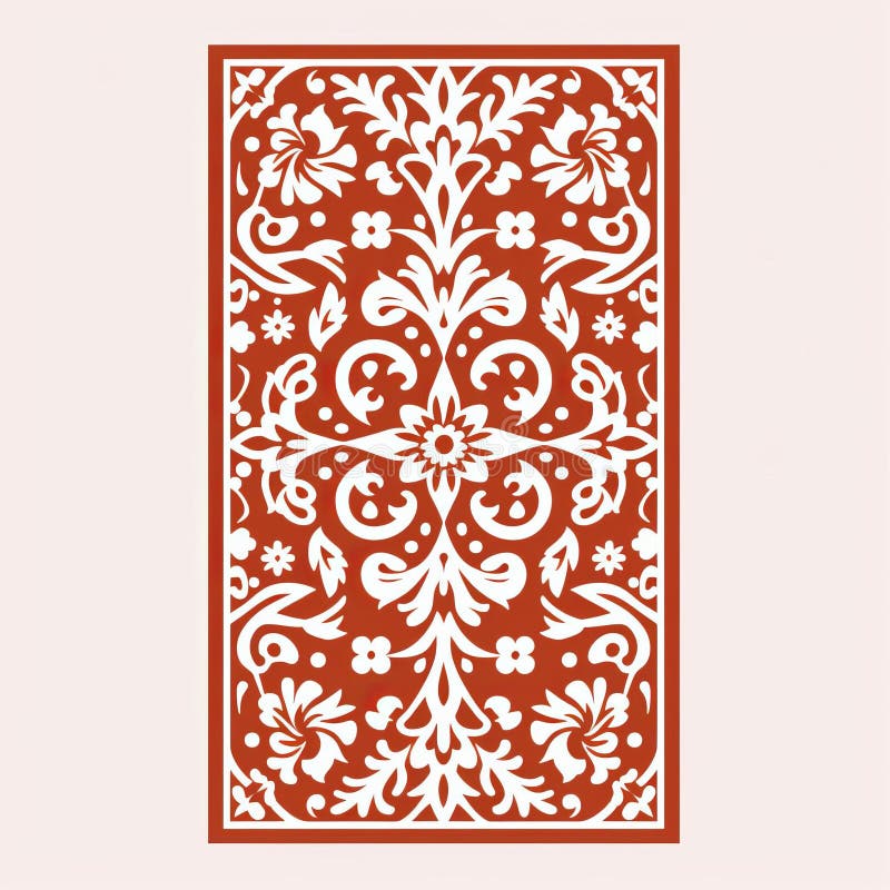 Rustic Rug Vector Stencil Design On White Background Stock Illustration