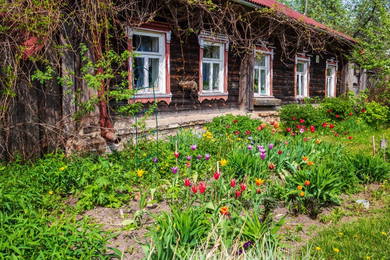 Rustic Russian Wooden House Stock Photo - Image of grass, russia: 212486922
