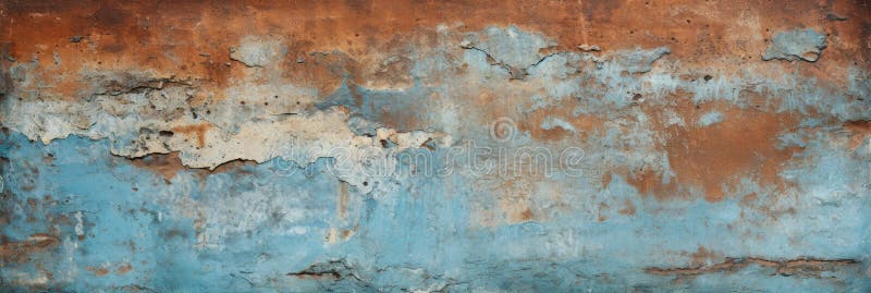 Rustic Rusty Iron with Peeling Old Blue Paint, Digital Ai Stock ...