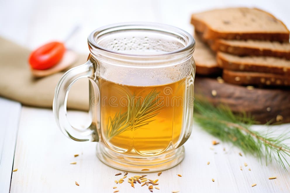 Rustic Rye Kvass in Glass Mug with Rye Bread beside Stock Photo - Image ...