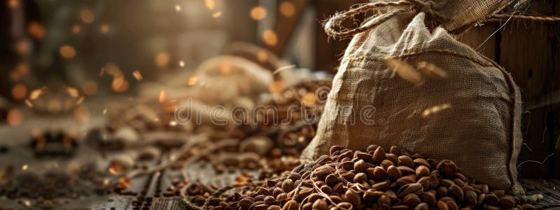 Rustic Sack of Nuts with Warm Lighting and Falling Dust Stock Photo ...