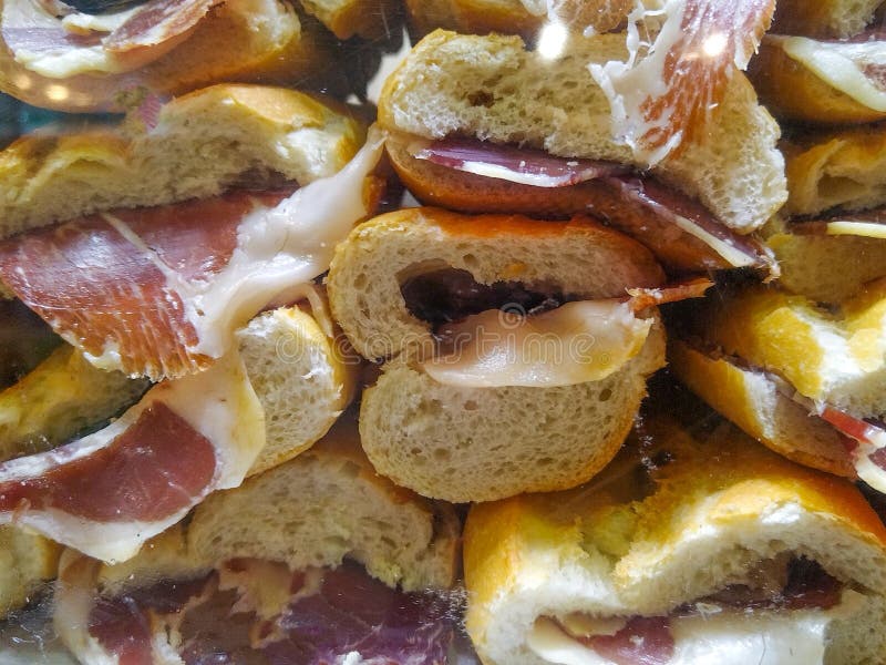 Rustic Sandwiches with Cured Ham and Cheese Stock Photo - Image of ...