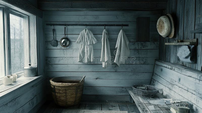 Rustic Sauna Interior stock illustration. Illustration of bathroom ...
