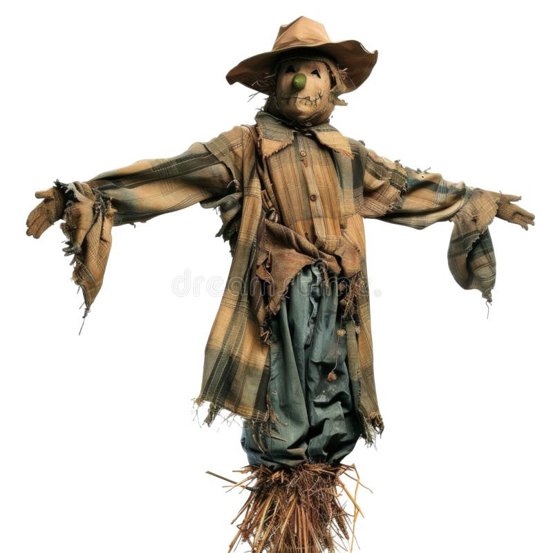 A Rustic Scarecrow with a Straw Base and Plaid Shirt Stock Illustration ...