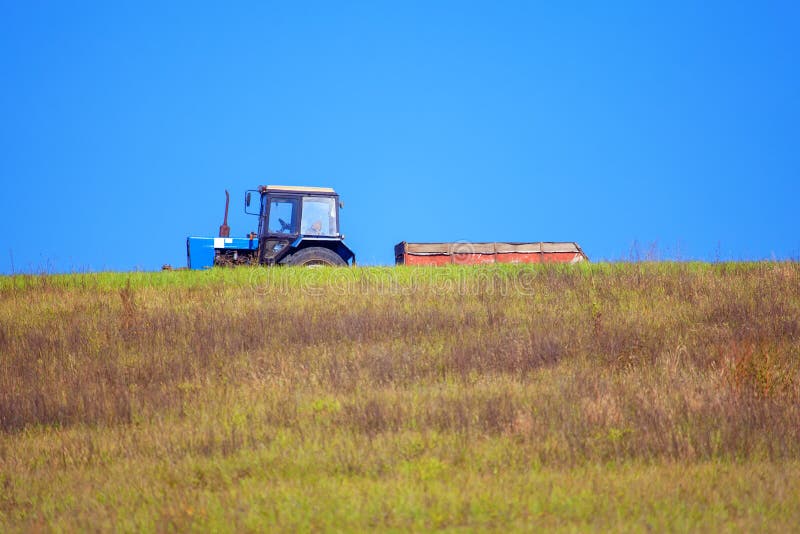 Tractor on the hill stock image. Image of combine, work - 129633829