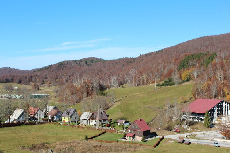Rustic Scenery of Buildings on the Mountain Range Stock Photo - Image ...