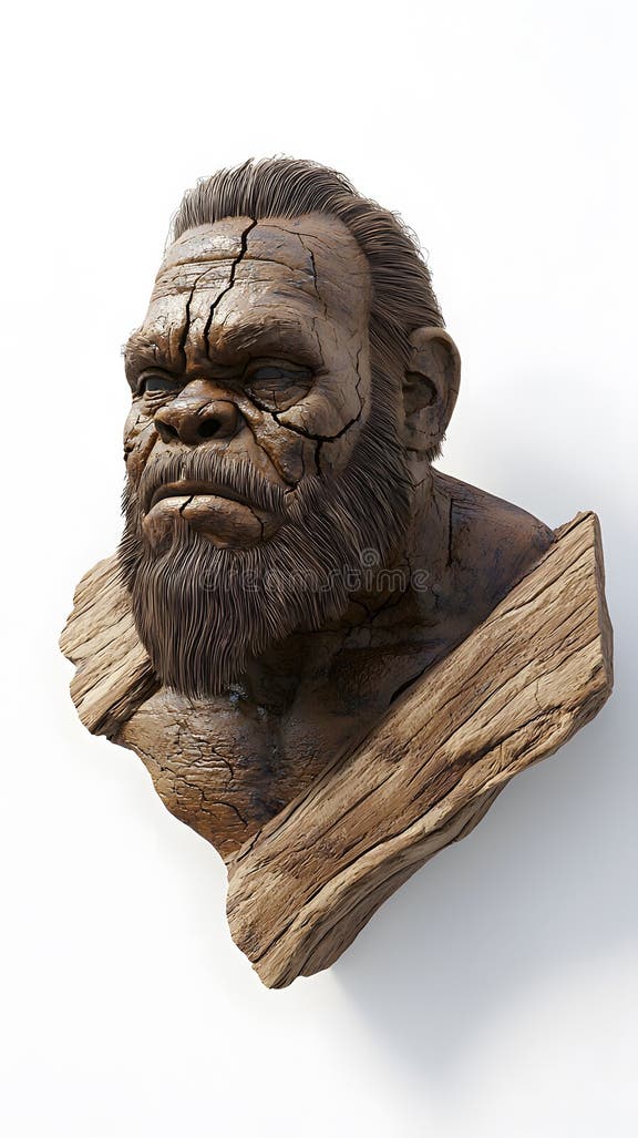 Rustic Sculpture of a Rugged Male Figure. Stock Illustration ...