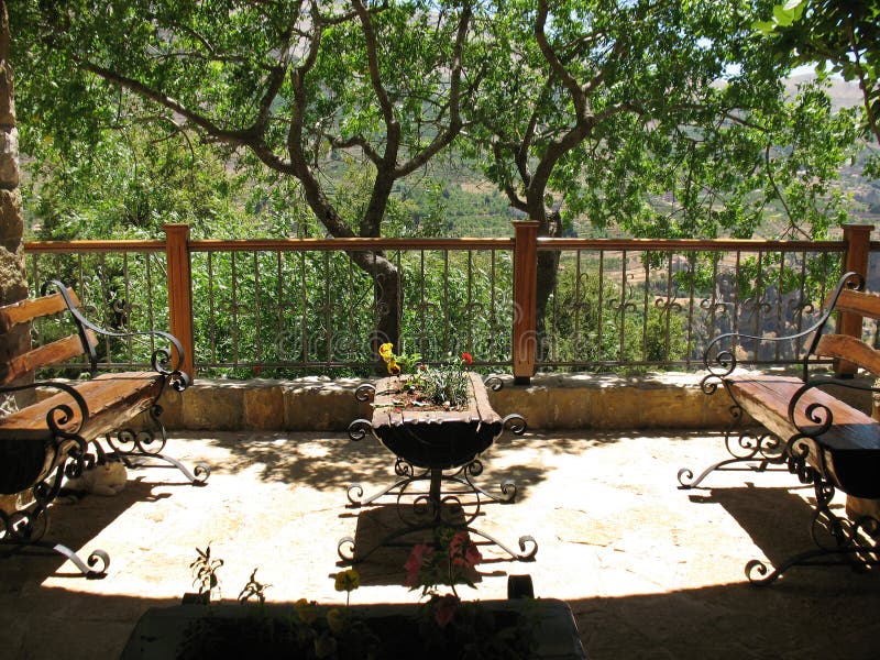 Rustic Seating Area, Lebanon Stock Photo - Image of trees, viewpoint ...