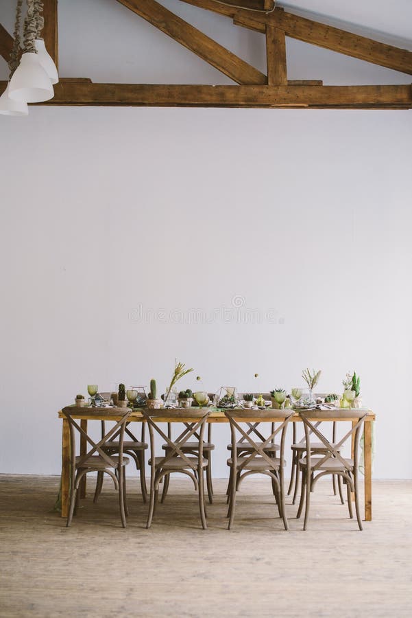 Rustic Serving with Wood and Plant Decor Stock Image - Image of date ...