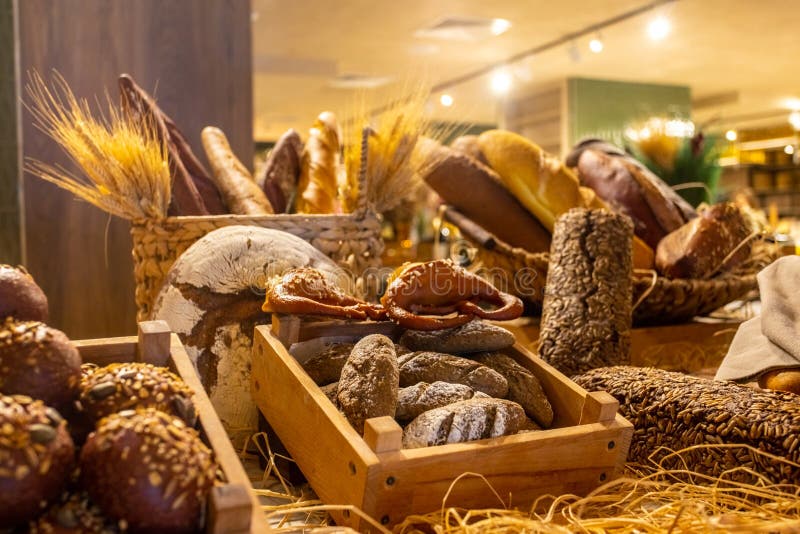 Rustic Set with Bread Buffet for Decoration Design. Rustic Wood Table ...