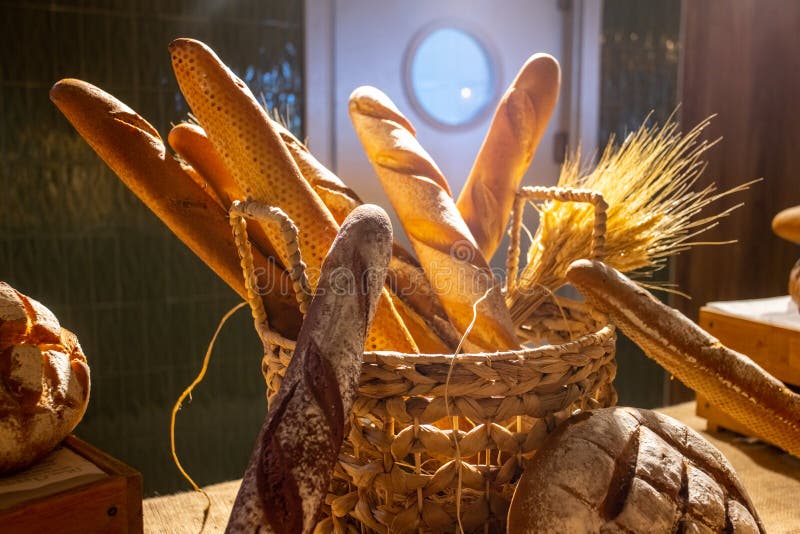 Rustic Set with Bread Buffet for Decoration Design. Rustic Wood Table ...