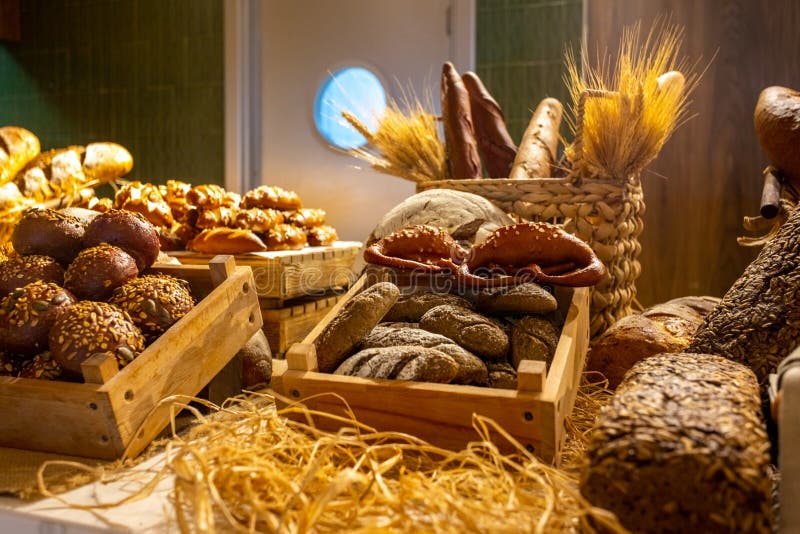 Rustic Set with Bread Buffet for Decoration Design. Rustic Wood Table ...