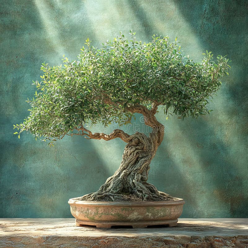 In a Rustic Setting, a Serene Bonsai Tree Embodies the Concept of Peace ...