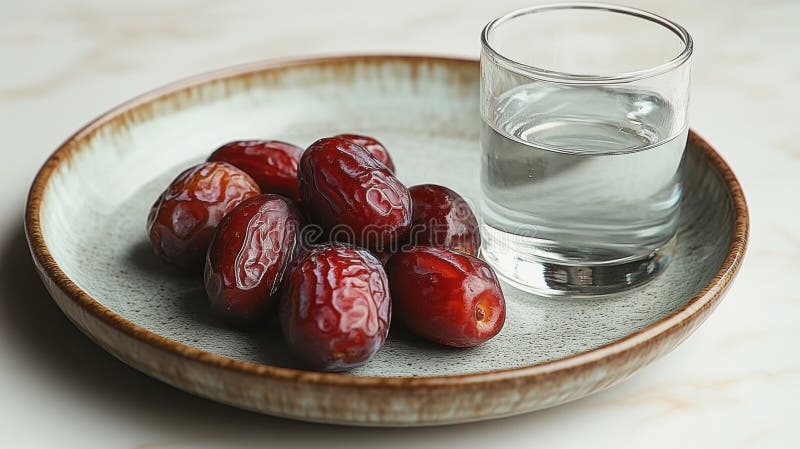 Rustic Setup of Dates and Water for Iftar Stock Photo - Image of ...