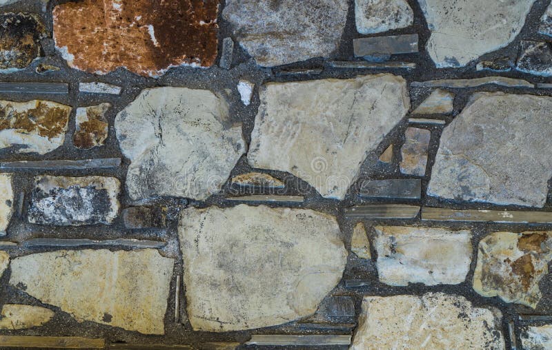 Rustic Shell Rock Stone Wall Texture or Background Stock Photo - Image ...