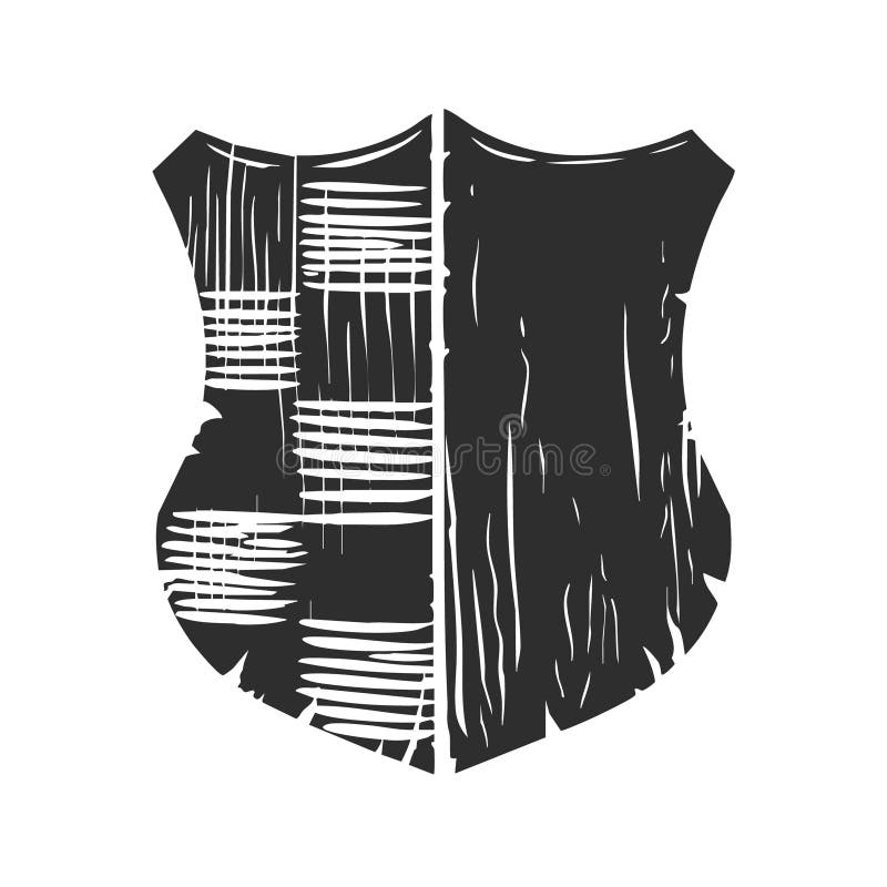 Rustic Shield Silhouette Illustration. Vintage Protection Symbol with ...