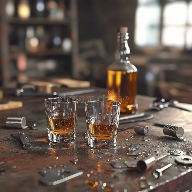 Rustic Shot Glasses on a Stainless Steel Background Stock Photo - Image ...