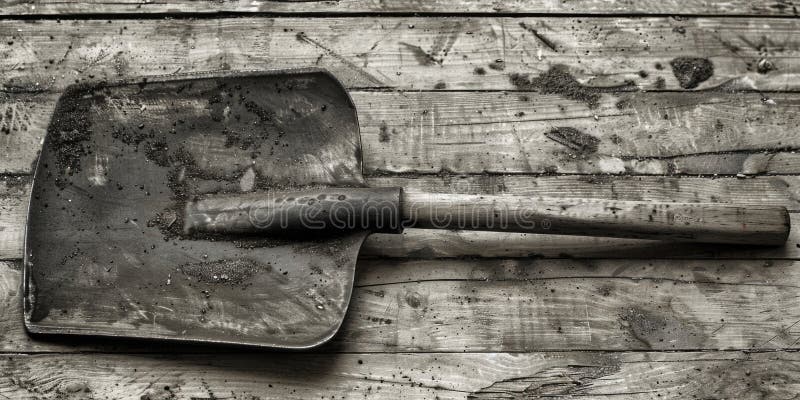 Rustic Shovel Resting on Aged Wood, Suitable for Various Design ...