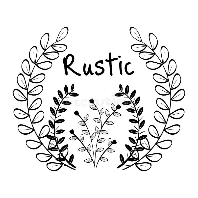 Rustic sign with leaves. stock vector. Illustration of natural - 112559647