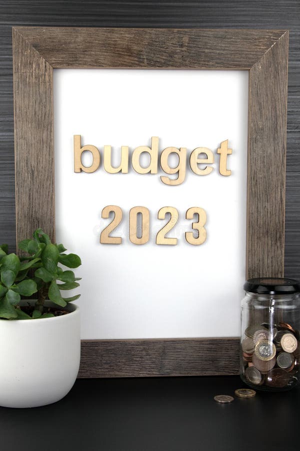Rustic Sign with Wooden Words Budget 2023 Stock Image - Image of ...