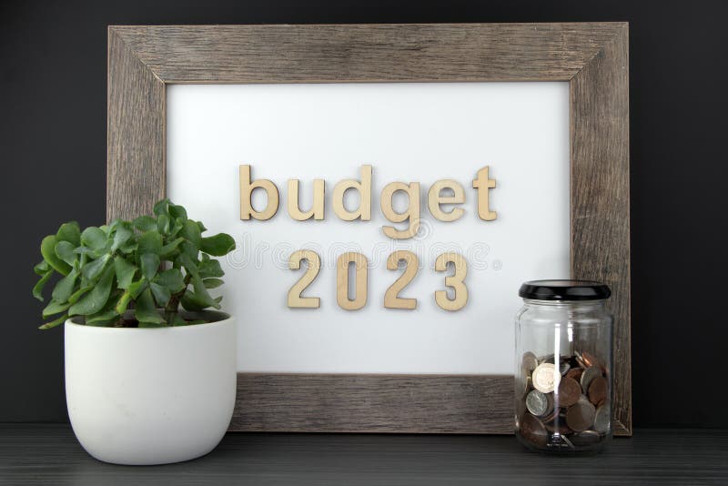 Rustic Sign with Wooden Words Budget 2023 Stock Image - Image of ...