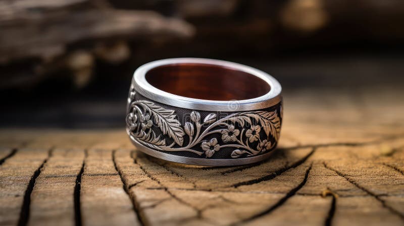 Rustic silver ring stock illustration. Illustration of floral - 318210290