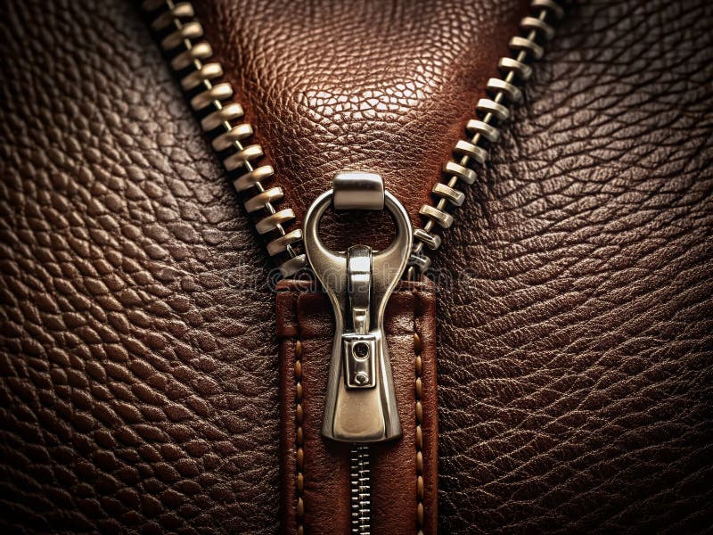 Rustic Silver Zipper on Dark Brown Background a Versatile Visual ...