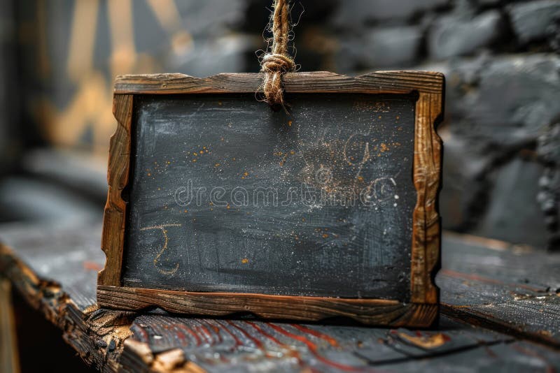 Rustic Slate Board with Wood Frame on Neutral Background for ...