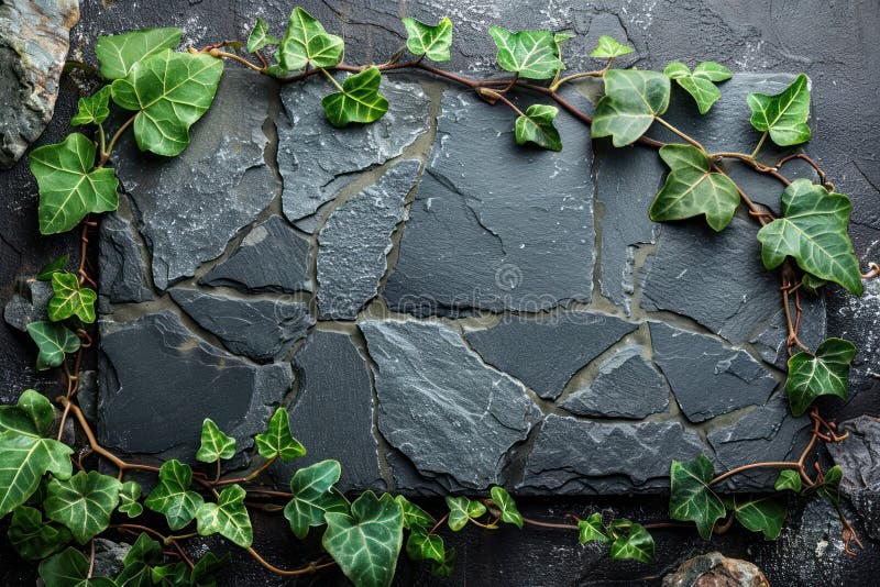 Rustic Slate Board with Wooden Frame Background Stock Illustration ...