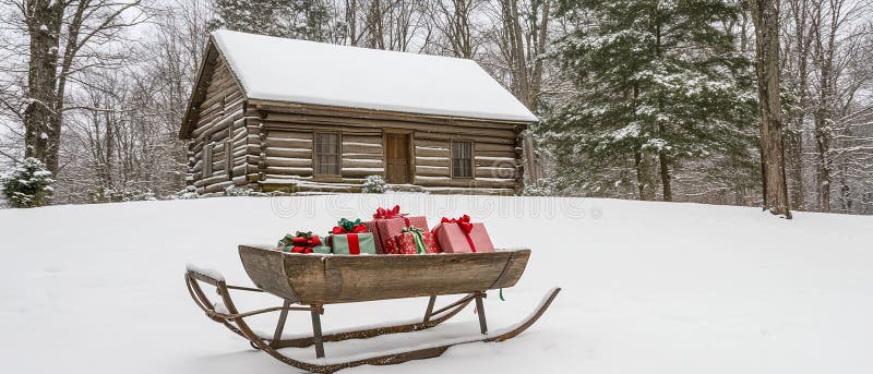 "Rustic Sleigh Filled with Presents in a Festive Setting" Stock ...