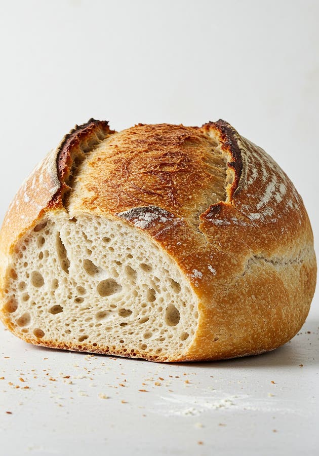 A Rustic Sourdough Loaf with a Golden-brown Crust and Open Crumb ...